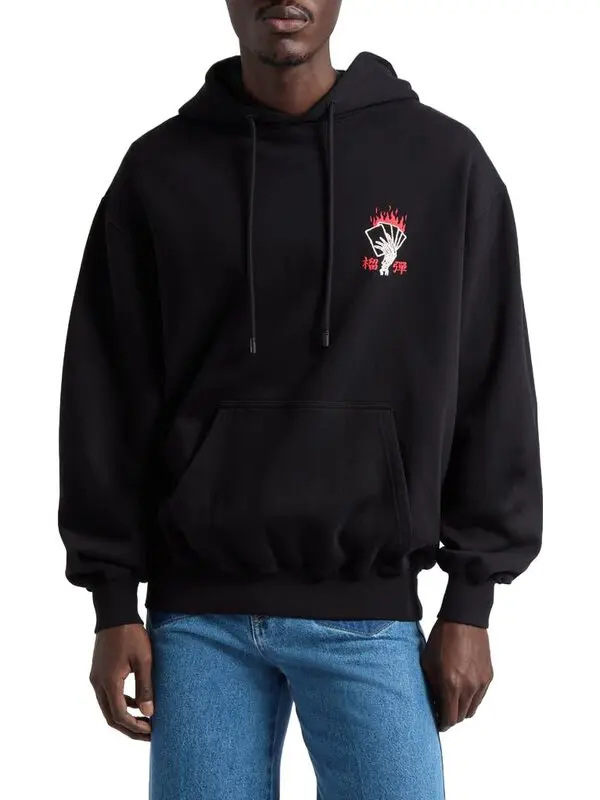 LU'U DAN Black Graphic Hoodie - Soft Black