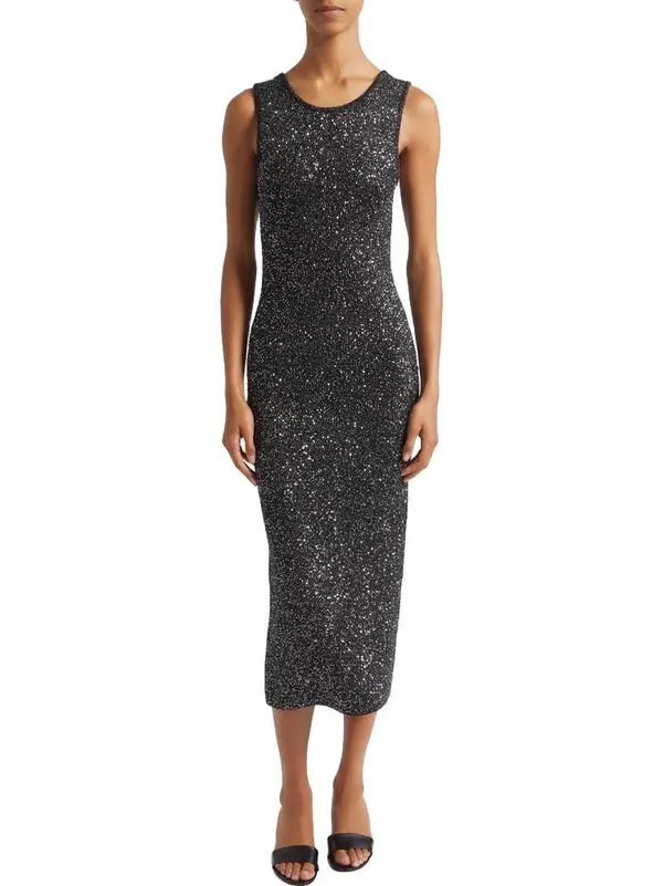 TOCCIN Cleo Sequin Midi Dress - Onyx