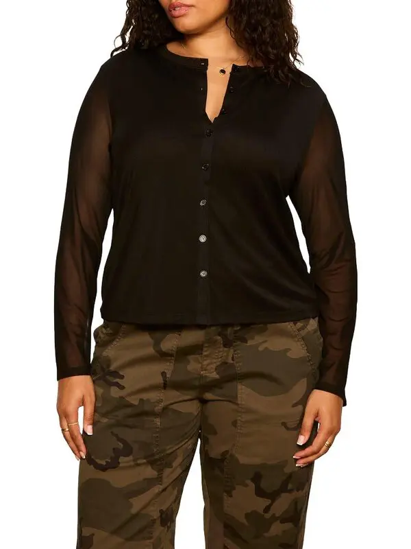 Sanctuary Mesh Long Sleeve Cardigan - Black