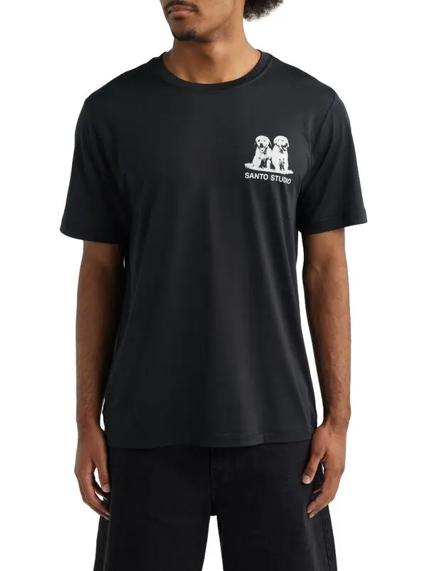 SANTO STUDIO Thugs Need Hugs Graphic Tech T-shirt - Black