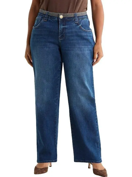 Wit & Wisdom Contrast Trim Straight Leg Jeans - Blue