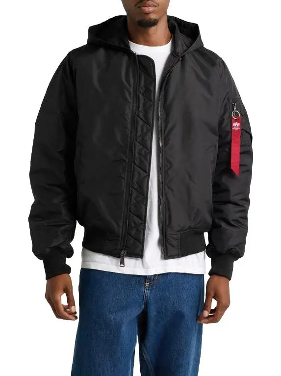 Alpha Industries Ma-1 Hood Relaxed Bomber Jacket - Black