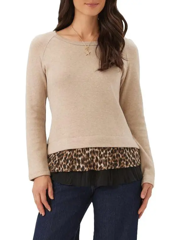 Karen Kane Layered Contrast Sweater - Light Tan