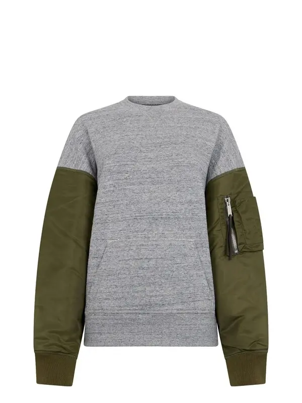 Dsquared2 Hybrid Melange Field Fit Crewneck With Nylon Sleeves - Grey