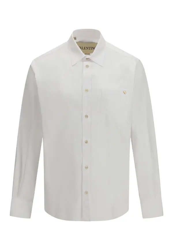 Valentino Garavani Light Cotton Oxford Shirt With Vgold - White