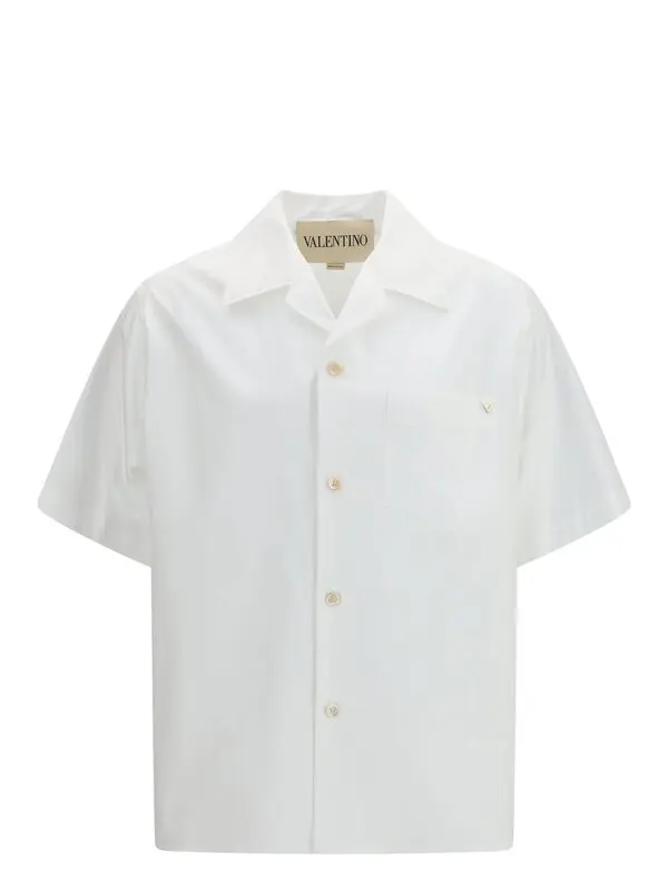 Valentino Garavani Cotton Poplin Bowling Shirt With Vgold - White