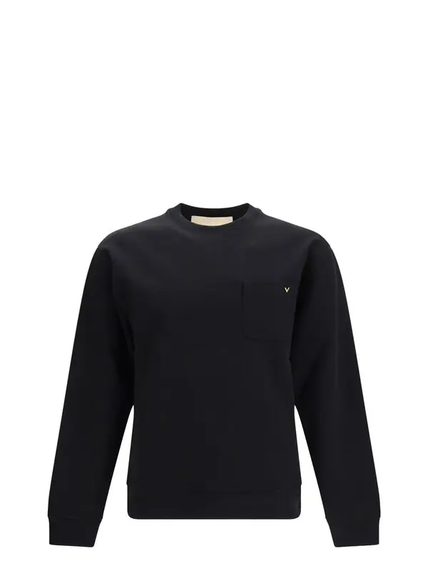Valentino Garavani Cotton Jersey Crewneck Sweatshirt Ale - Black