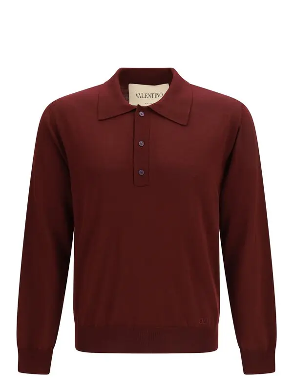 Valentino Garavani Wool Polo With Vlogo Ebroidery Ale - Bordeaux