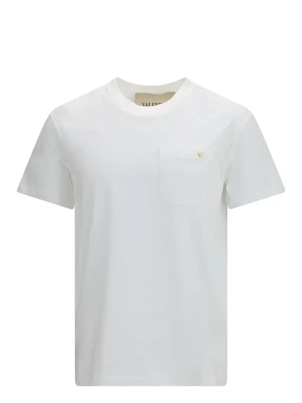 Valentino Garavani Cotton T-shirt With Vgold Ale - White