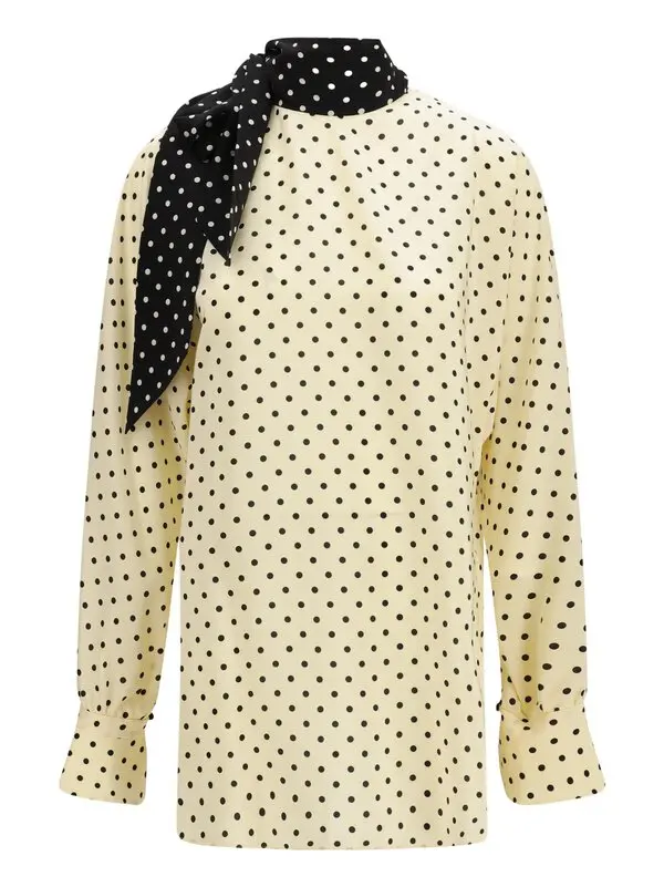 Valentino Garavani Polka Dot Blouse With Side Bow Detail - Beige