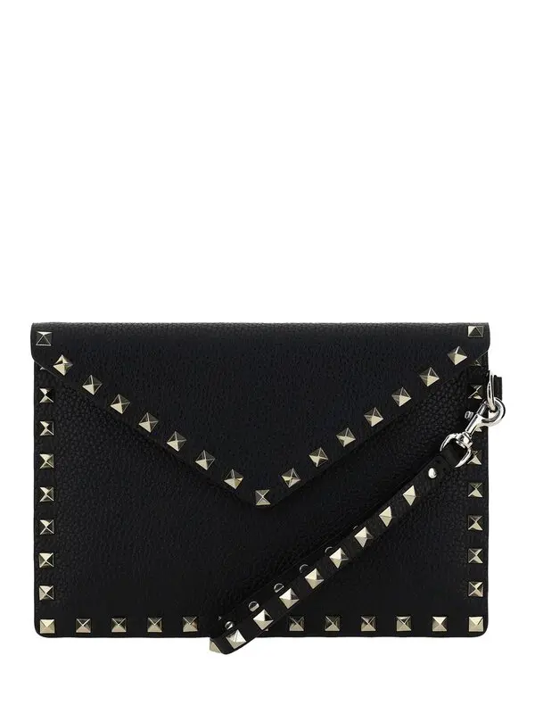 Valentino Garavani Rockstud Pouch In Leather - Black