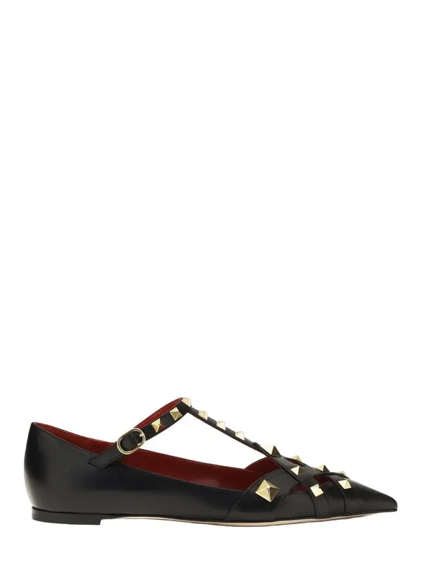 Valentino Garavani Studded Kidskin Ballerinas - Black