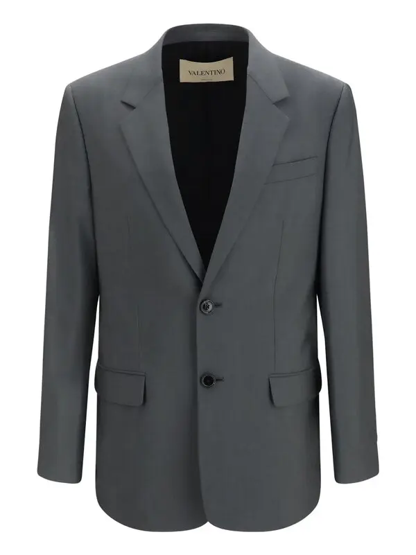 Valentino Garavani Single-breasted Wool And Mohair Jacket - Grey