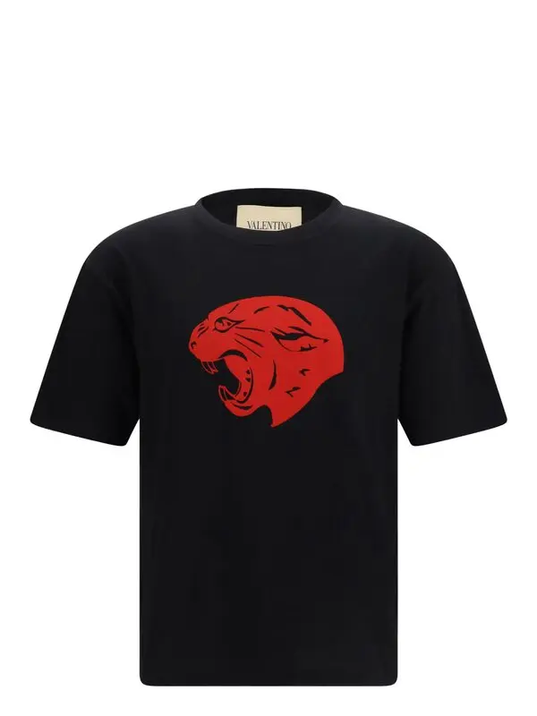 Valentino Garavani Panther Cotton T-shirt Ale - Black