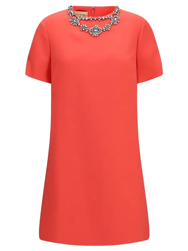 Valentino Garavani Embellished Crew-neck Dress - Pink