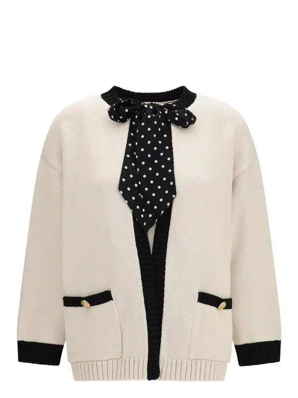 Valentino Garavani Polka-dot Bow Cardigan - Beige