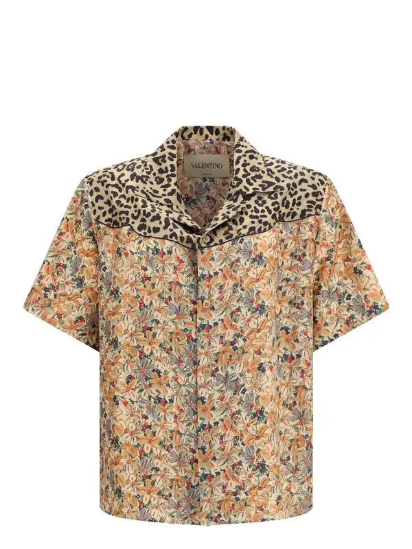 Valentino Garavani Short-sleeve Floral And Leopard Print Shirt - Multicolour