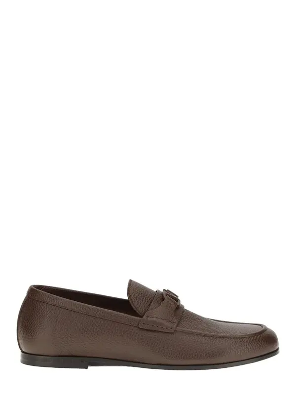 Valentino Garavani Vlogo Signature Loafers In Deer Leather - Brown