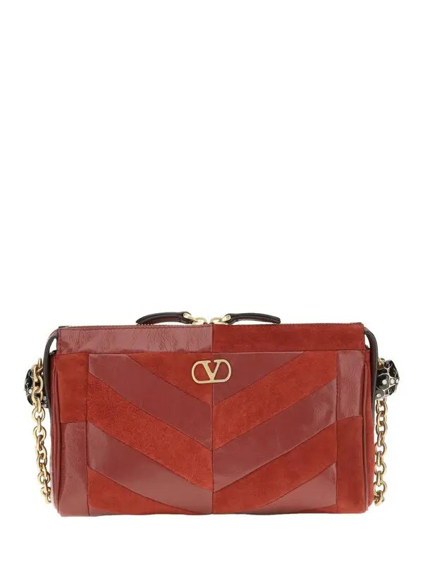 Valentino Garavani Panthea Shoulder Bag Chevron Pattern - Red