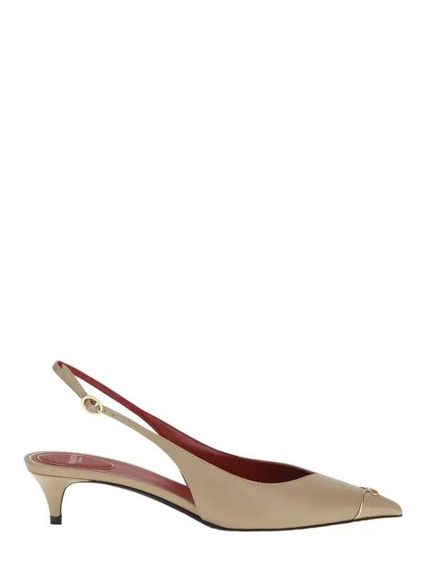 Valentino Garavani Vlogo Signature Kitten-heel Slingback Pumps - Beige