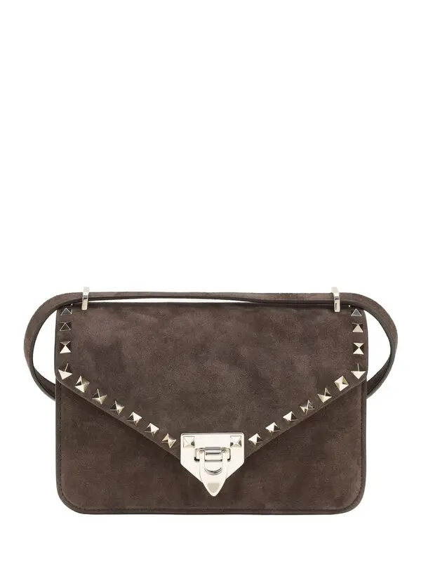 Valentino Garavani Rockstud Mini Suede Shoulder Bag - Brown