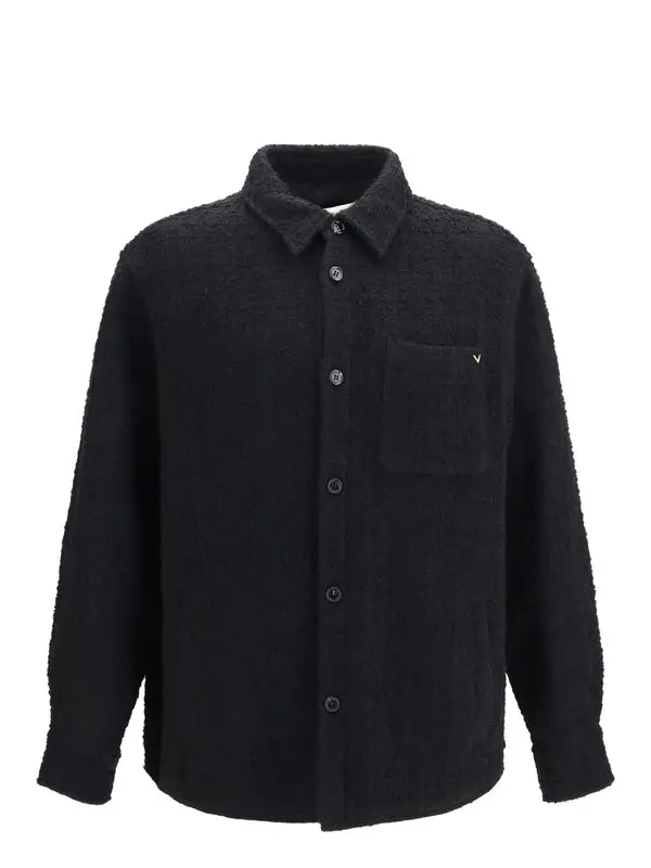 Valentino Garavani Textured High-neck Jacket - Black