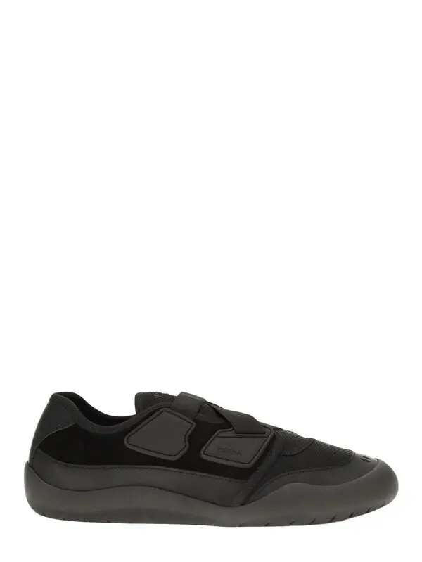 Prada Speedrock Leather And Mesh Sneakers - Black