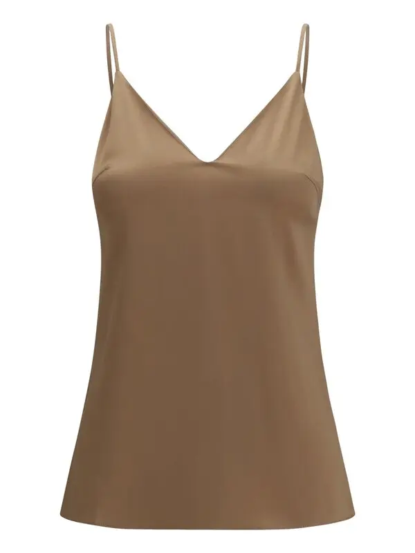 Brunello Cucinelli Stretch Silk Satin Top - Brown
