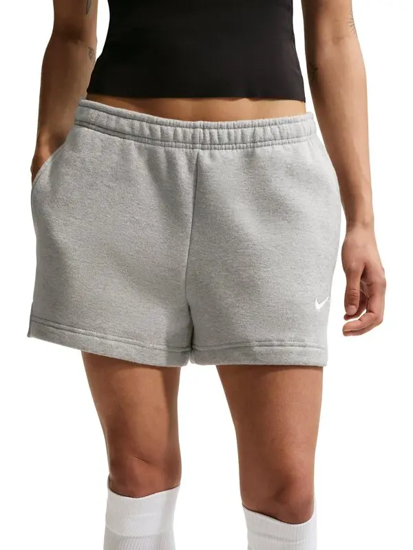 Nike Studio Fleece Medium Mid-rise Shorts - Dark Grey Heather/sail