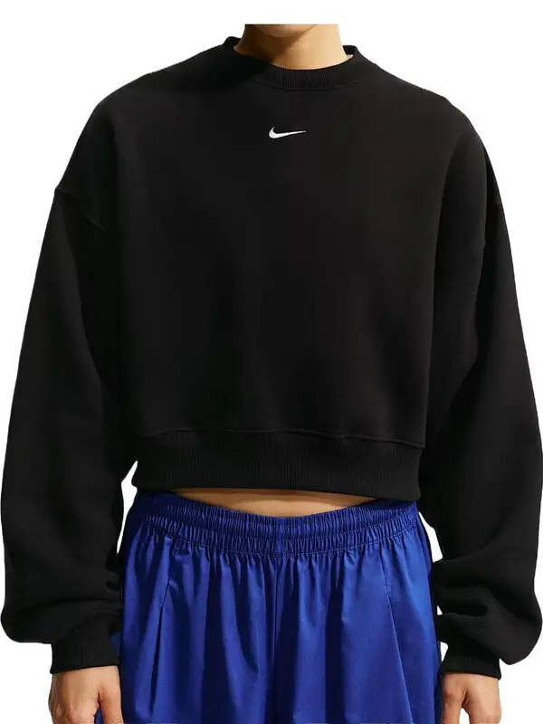 Nike Studio Fleece Cropped Crew - Total Black/sail