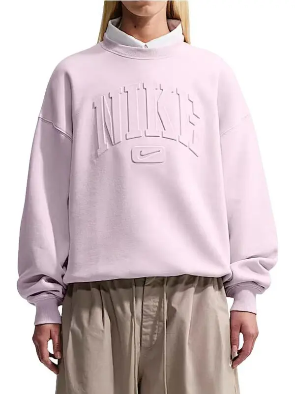 Nike Studio Fleece Oversized Embossed Crew - Bleached Lilac