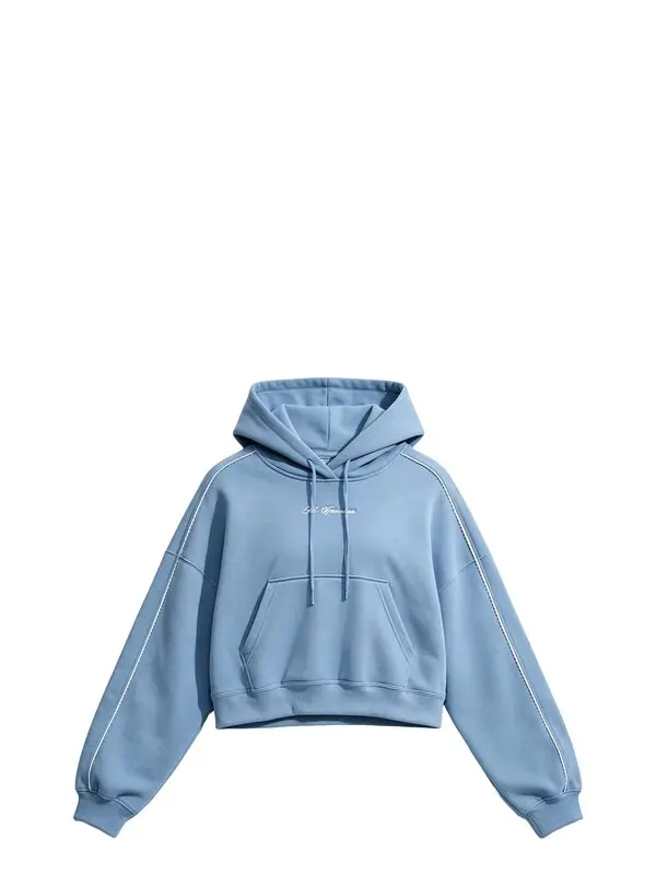 Nike Studio Fleece Medium Weight Cropped Hoodie With Graphic Detail - Work Blue/sail