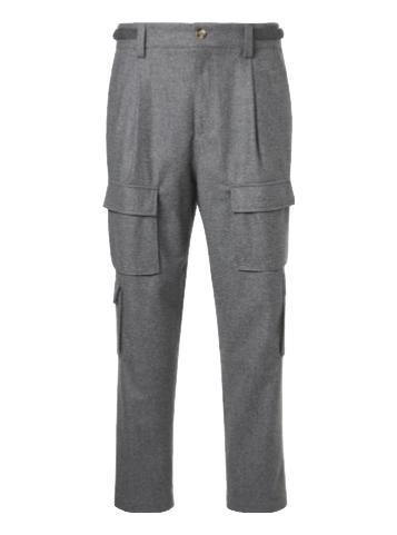 Brunello Cucinelli Virgin Wool Cargo Pants - Grey