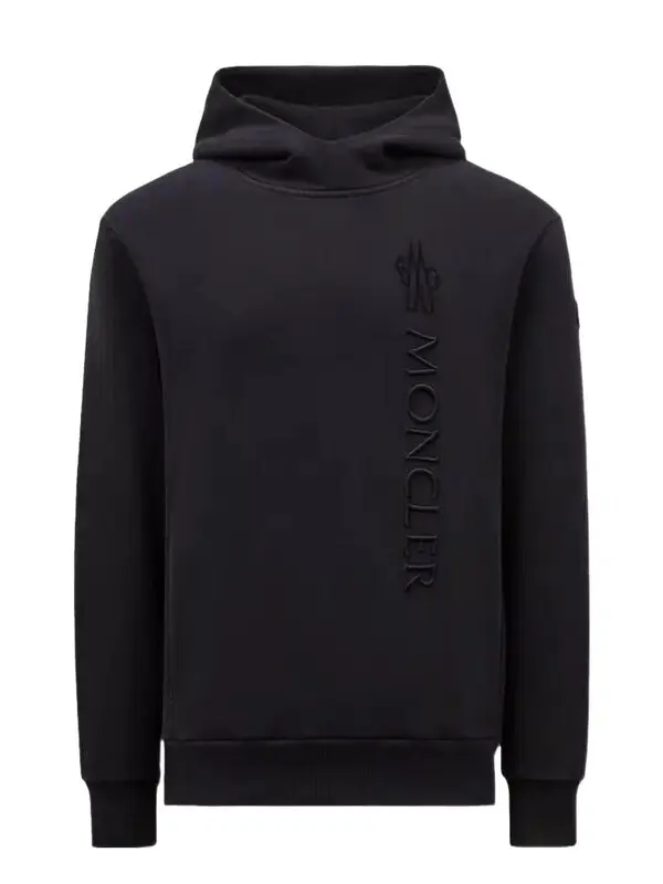 Moncler Logo Detailed Long Sleeved Hoodie - Black