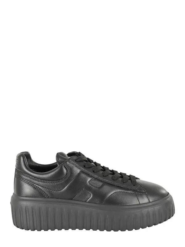 Hogan H-stripes Smooth Calfskin Platform Trainers - Black 1