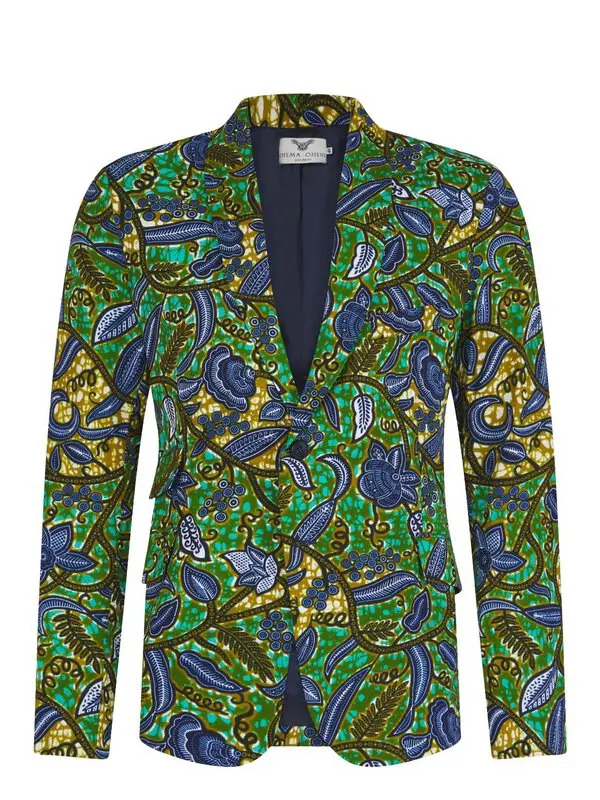 OHEMA OHENE Cotton African Print Blazer – Floral - Green