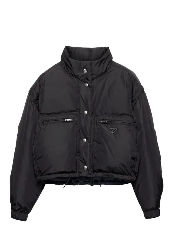 Prada Cropped Down Jacket With Stowaway Hood - Black