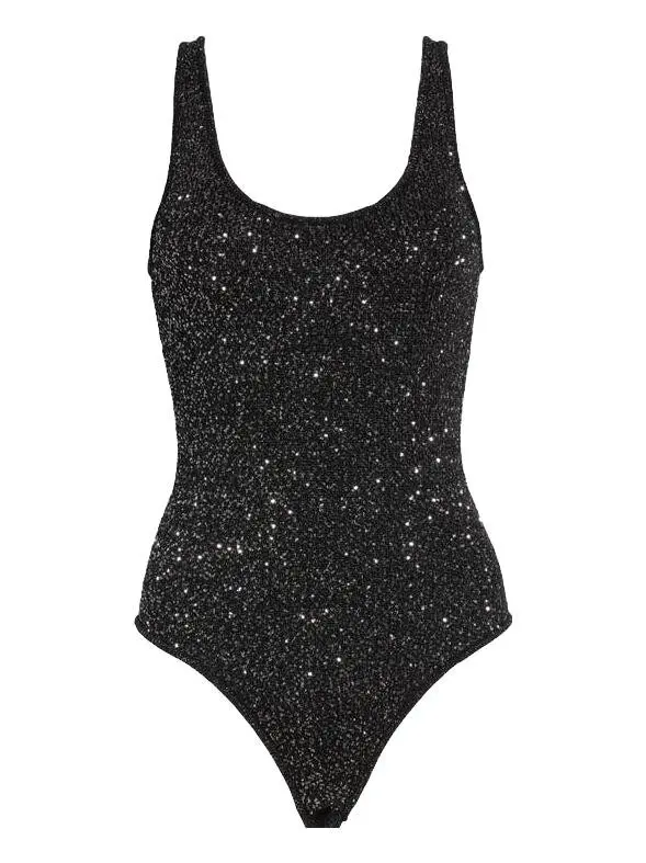 TOCCIN Toccini Sheila Scoop Neck Sequin Bodysuit - Onyx