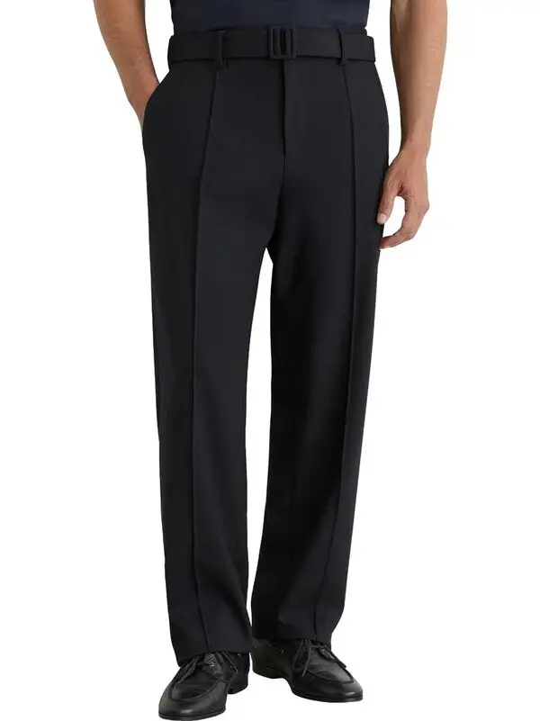 REISS Peshi Belted Tailored Trousers - Navy