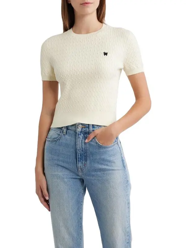 ROWING BLAZERS Sheep Cotton Cable Knit Sweater - Ivory