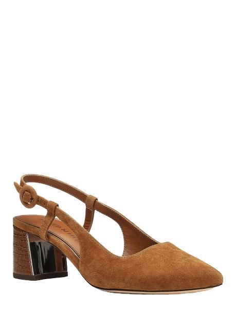 DONALD PLINER Slingback Pointed Toe Pump With Block Heel - Saddle