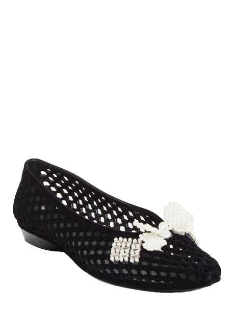 HEAVENLY JELLY Embellished Ballet Flats - Black