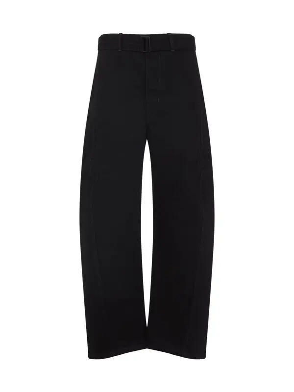 LEMAIRE Twisted Belted Cotton Pants - Black