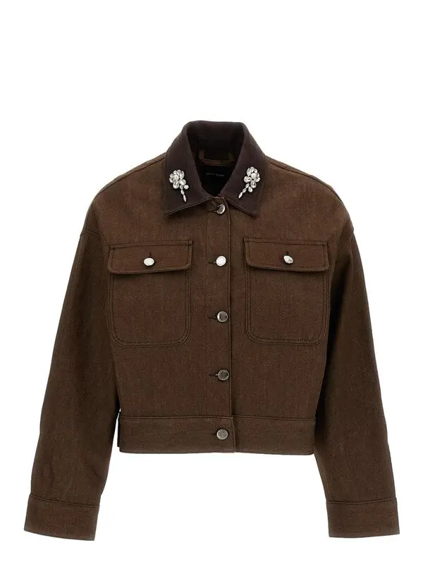 Simone Rocha Cropped Utility Jacket With Embellished Collar - Multicolor