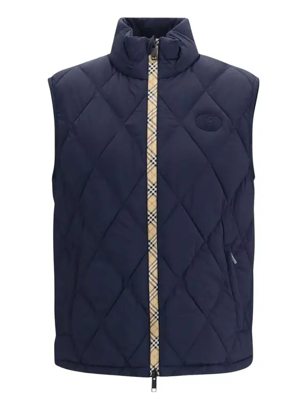 Burberry Quilted Zip-up Gilet - Blue
