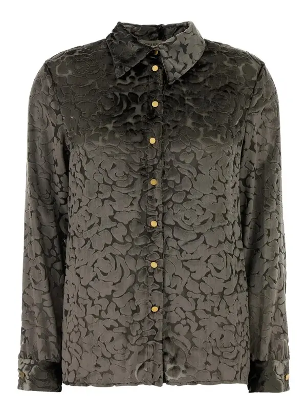 Alberta Ferretti Rose Print Button-up Shirt - Gray