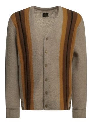Needles Striped Knit Cardigan - Beige