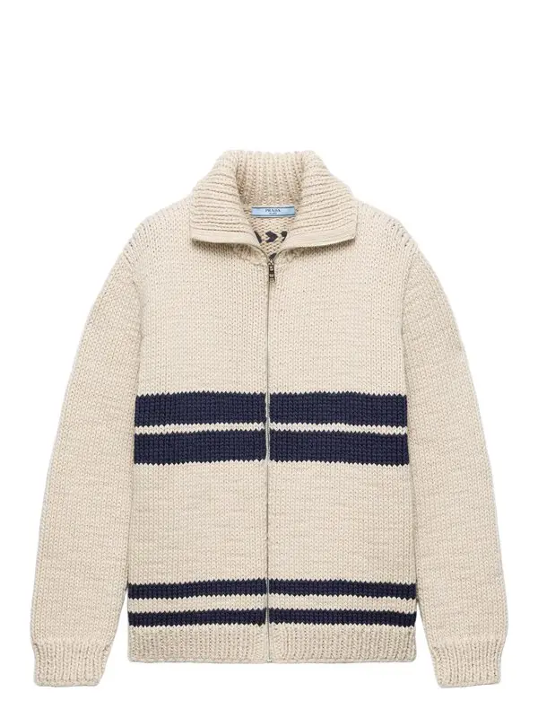 Prada Wool Zipper Cardigan - Neutral