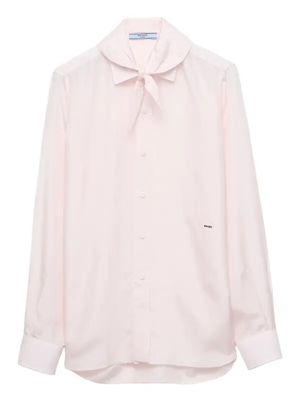 Prada Silk Poplin Shirt With Detachable Scarf - Pink