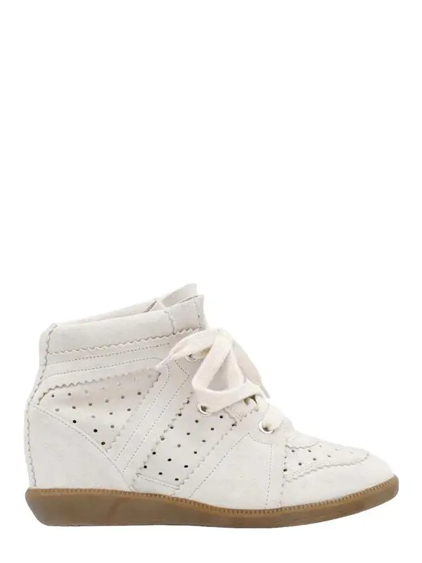Isabel Marant Étoile Bobby Suede Calfskin Leather Wedge Sneakers - Chalk